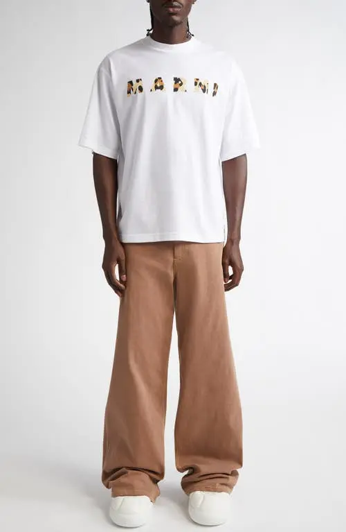 Marni Relaxed Fit Leopard Spot Logo Graphic T-Shirt In Lily